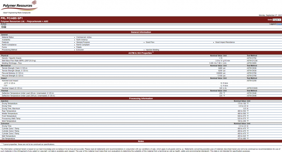 ABS Material: Polycarbonate ABS Blend | Polymer Resources